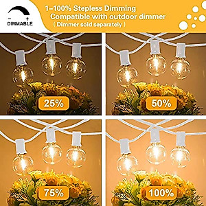 SUNTHIN Outdoor White String Lights, 27FT White Patio Lights with 14 G40 Shatterproof LED Bulbs(1 Spare), Waterproof Hanging Outside Lights for Yard, Porch, Deck, Garden, Pergola