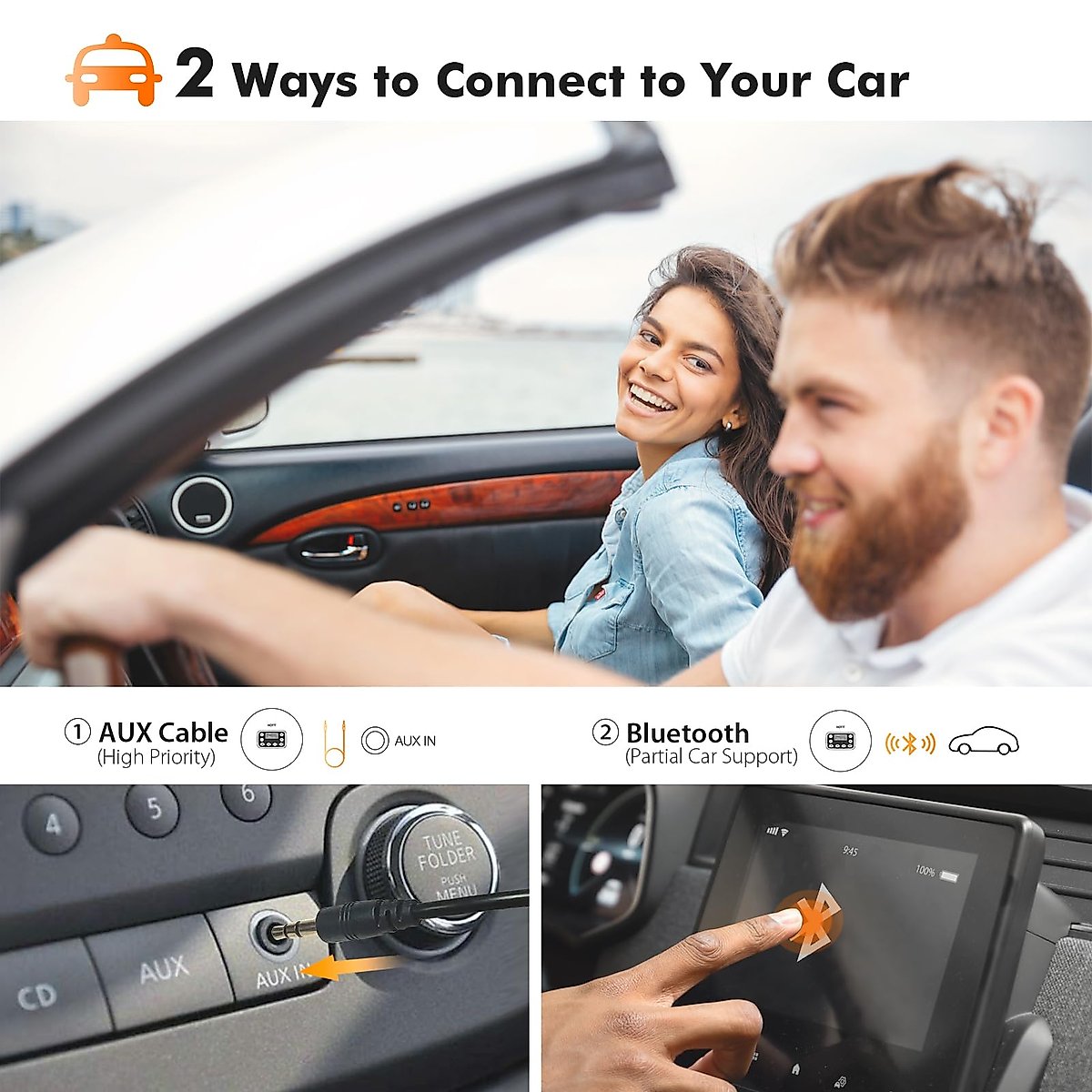 HOTT CD Player Portable with Bluetooth, Portable CD Player, CD-R,MP3 USB Rechargeable Walkman CD Player with Headphones and AUX Cable for Car Travel, Discman CD Player with Shockproof （CD711T）