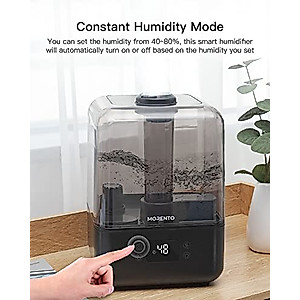 Humidifier for Bedroom Large Room, MORENTO 4.5L Top Fill Cool Mist Humidifier for Baby and Plants, Essential Oil Diffuser, Last up to 50Hrs with Night Light, Humidity Setting, Auto Shut-Off, Black