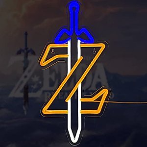 Zelda Neon Sign Gamer Gift Iconic Neon Light for Gaming Room Decor Zelda Gifts Sword Z LED Sign Master Sword Gaming Room Accessory for Teen Room Decor