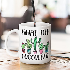 Fatbaby What the Fucculent Cactus Succulent Plant Gardening Gifts for women, Funny Novelty Coffee Mug for Plant Lady, Gifts for Plant Lover