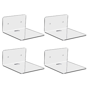 PHEZEN 4 Pcs Floating Wall Shelf Holder, Invisible Floating Bookshelf Heavy Duty Wall Mounted Hallway Kitchen Bathroom Supplies Book Organizer Metal Shelves Holder Display Stand Type 5