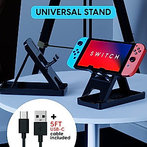 TalkWorks Super Combo Pack Accessories for Nintendo Switch - 2 Grips, 2 Wheel Controller Grips, 2 Game Card Holders, 1 Charging Dock, Thumb Grips, USB-C Cable, Switch Stand, Screen Protector