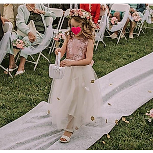 Vivivalue Women Flower Crown Bridal Flower Headband Hair Wreath Floral Headpiece Halo Boho with Ribbon Wedding Party Festival Photos Pink