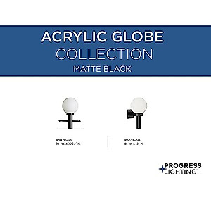 Progress Lighting P5626-60 Acrylic Globe Outdoor, 8-Inch Width x 15-Inch Height, Black