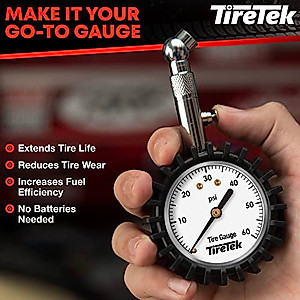 Tire Pressure Gauge for Cars (0-60 PSI) - Tire Gauge for Tire Pressure, Heavy Duty Air Pressure Gauge ANSI Certified - Car Accessories