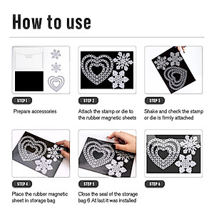 Csyidio 52 Pcs Clear Stamp and Die Storage Bag with Rubber Magnetic Sheets Resealable Plastic Storage Pocket Large Envelope Case Cutting Dies Stencil Organizer for Card Making(0.5mm Thickness)