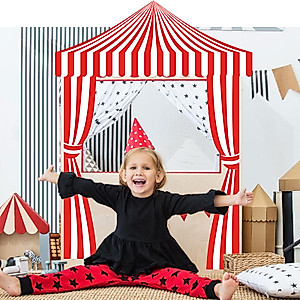 Ziliny 3 Pcs Carnival Party Decorations Circus Tent Awning Halloween Red White Banner Concession Stand(Striped Style)