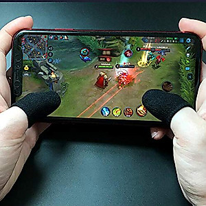 Garneck Black Finger Sleeve Mobile Game Controller Finger Sleeve Touch Screen Finger Cot Anti Sweat Thumb Fingers Protector for Mobile Phone Games 10pcs