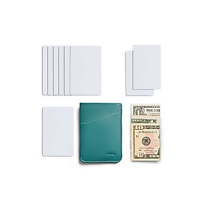Bellroy Card Sleeve (Premium Leather Card Holder or Minimalist Wallet, Holds 2-8 Cards or Business Cards, Folded Note Storage) - Teal