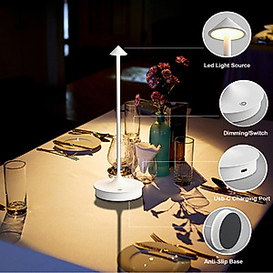 Cordless Table Lamp Rechargeable LED Table Lamps Battery Operated 4000mAh Touch Dimmable Wireless Lamp Waterproof Portable Outdoor Table Light for Restaurants and Dining Home Indoor/Outdoor Use