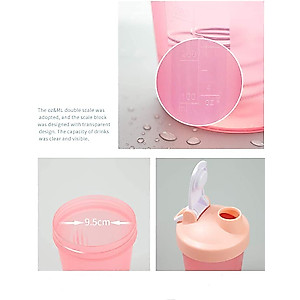 Protein Powder Shaker Bottle for Pre Work Out,Shakes,Smoothies with BPA free & Whisk Ball,400 ML Shaker Cup (16OZ-400ML-1BTL, Pink Whole Over)
