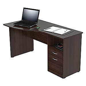 Inval America Curved Top Desk, Espresso-Wenge/Silver