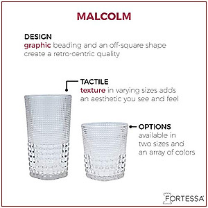 Fortessa Malcolm Double Old Fashioned Cocktail Glass 6 Pack, 11.5-Ounce, Cornflower Blue