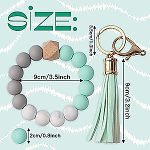 GIEMSON Silicone Key Ring Bracelets Wristlet Keychain Car Beaded Key Ring Bangle Chains for Women