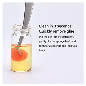 2 Pcs Eyelash Extension Tweezers Cleaning Tool with Liquid Remover and Sponge Ball Eyelash Curler Cleaner Tweezers Cleaning Tool Kit For Lash Extension Tools