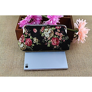 Wallet,toraway Lady Vintage Flower Mini Coin Purse Wallet Clutch bag (Black #1)