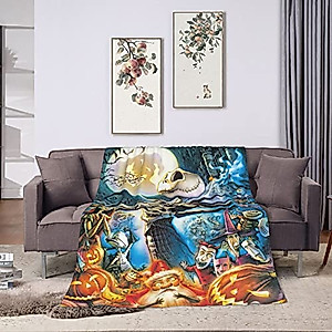 Halloween Blanket The Nightmare Before Christmas Blanket Super Soft Throw Blanket Light Weight Plush Flannel Blankets Living Room Sofa Beding for Kids Adults for All Season 50x60 Inch