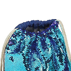 Juvale Mermaid Sequin Drawstring Backpack for Women, Reversible (12 x 16 In)
