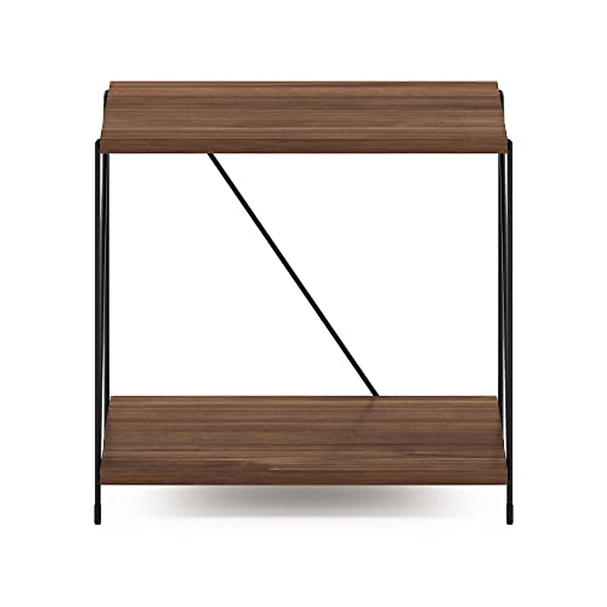 Furinno Besi Industrial Multipurpose Side Table with Metal Frame, Walnut Cove