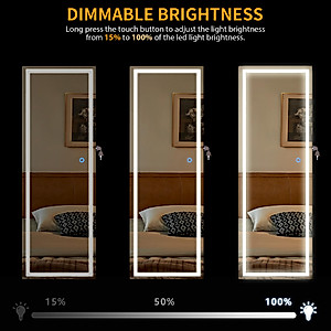 LVSOMT LED Mirror Jewelry Cabinet, Wall/Door Mount Jewelry Organizer Armoire with Lights, Full Length Mirror with Jewelry Storage, Over the Door Hanging Jewelry Cabinet (White)