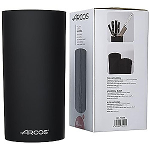ARCOS Universal Knife Block Set Without Knives up to 8 Inch. 110x225 mm. 1225 gr. Made of thermoplastic Elastomer. Series Tacos Universales. Color Black