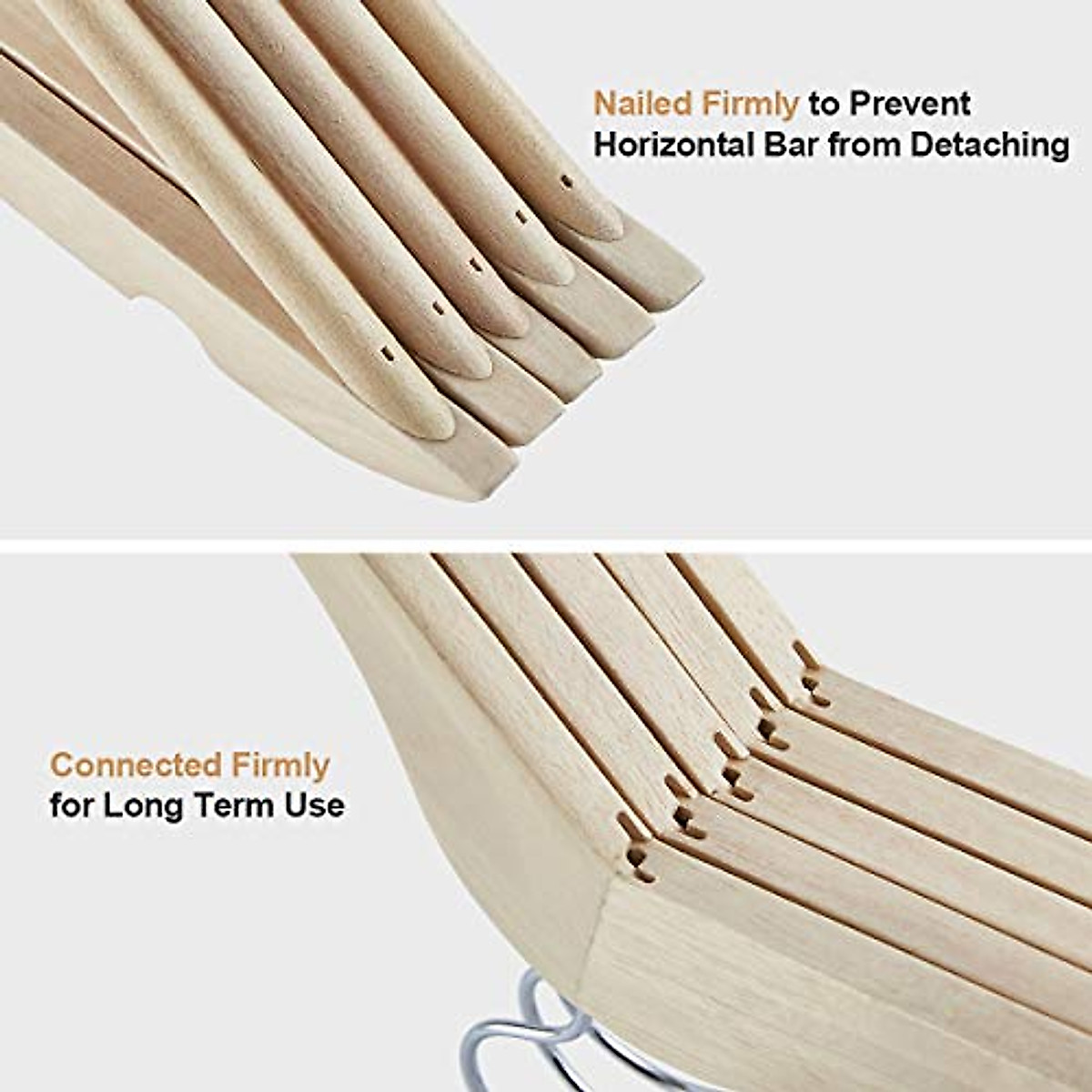 ELONG HOME Solid Wooden Hangers 30 Pack, Slim Wood Coat Hangers with Extra Smooth Finish, Precisely Cut Notches and Chrome Swivel Hook, Wooden Clothes Hangers for Shirt Suit Jacket Dress, Natural