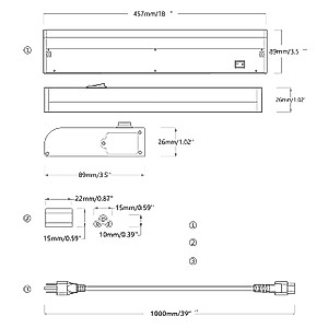 Hardwire Under Cabinet Lights Hardwired or Plug in Tasking Lighting White & RGB Color Changing Dimmable with Remote, Alexa, Google Enabled, Smart Under Counter Lighting Fixture for Kitchen (18 Inch)