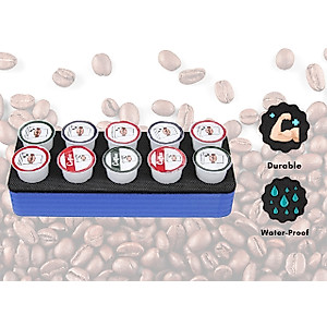 Polar Whale 2 Coffee Blue and Black Pod Storage Deluxe Organizers Tray Drawer Insert for Kitchen Home Office Waterproof Washable 4.5 X 11.75 Inches Holds 10 Each Compatible with Keurig K-Cup