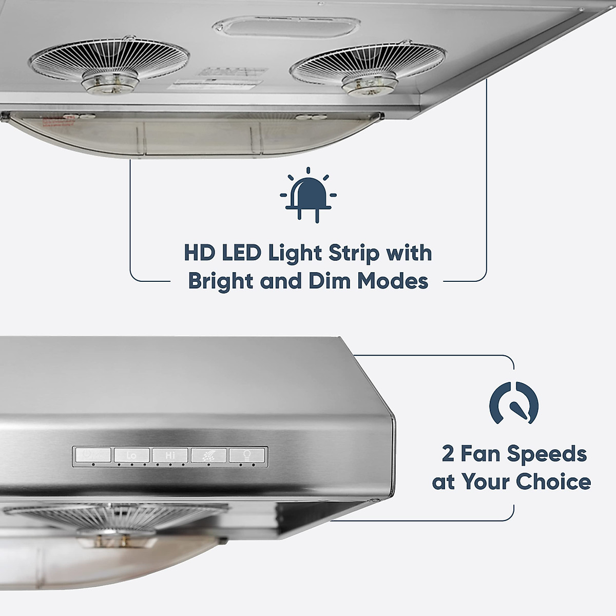 Pacific Auto Clean Under Cabinet Ducted Range Hood 36" - 900 CFM Powerful Kitchen Vent Hood - Electric Stainless Steel, Ultra Quiet, Touch Control, Filterless, LED Lights, Auto Cleaning ‎AC3036BS