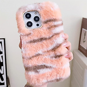 for Samsung A04/A04s Furry Phone Case, Tiger Calico Tabby Cat Striped Gradients Animal Fur Pattern Fuzzy Fluffy Soft Warm Hair Plush Phone Case