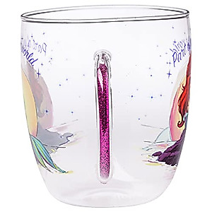 Silver Buffalo Disney Princess Ariel Little Mermaid Part of Your World Glitter Handle Glass Mug, 14 Ounces