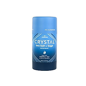 Crystal Magnesium Solid Stick Natural Deodorant, Non-Irritating Aluminum Free Deodorant for Men or Women, Safely and Effectively Fights Odor, Baking Soda Free, Sea Salt + Sage, 2.5 oz