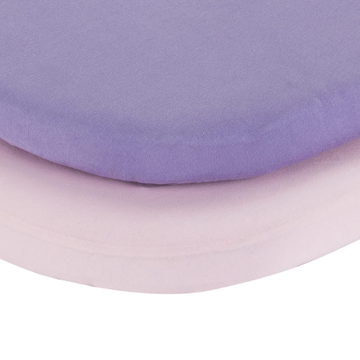 2-Pack Bassinet Sheets - 100% Cotton Jersey Knit Purple and Pink Bassinet Mattress Pad Fitted Sheets for Baby Girl; Compatible with Bassinet Bedside Co-Sleeper Lounger Brands; Oval Rectangle Mattress