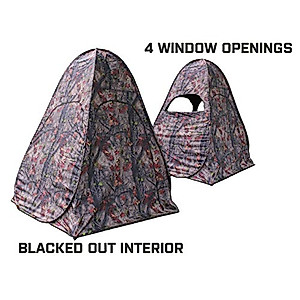 HME Spring Steel 100 Ground Blind- Two Person, Blacked Out Interior, 4 Window Opening