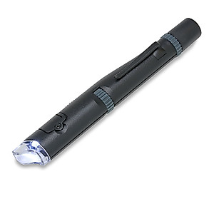 Carson MicroPen LED Lighted 24x-53x Magnification Microscope Pen (MP-300), Black