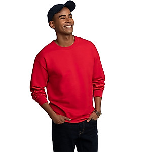 Fruit of the Loom Men's Moisture Wicking Eversoft Fleece Sweatshirt, Red, Medium
