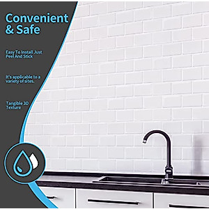 Art3d 10-Sheet Peel and Stick Tile Backsplash - 12"x12" Premium Kitchen Backsplash Peel and Stick Tile, White