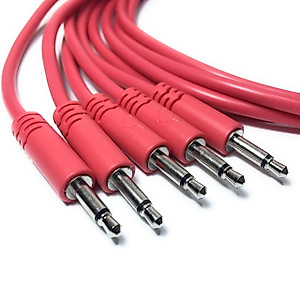 Eurorack Patch Cables - 5 PVC 0.14 Inch Plug Mono Cables for Modular Synths (84 Options) White 12 Inch