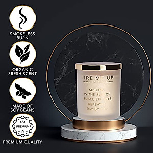 Fire Me Up Apple 8 oz Soy Candle with Metal Wick Trimmer, Snuffer, Wick Dipper Gift Set, Motivational Soy Candle, Cotton Wicked Candles with Reusable Glass Jar for Birthday Mother's Day Gift