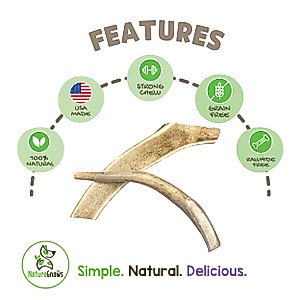 Nature Gnaws USA Deer Antlers for Dogs 4-7" (5 Count) - Mix of Split and Whole Pieces - Long Lasting for Small and Medium Breeds - Natural Dog Chew Bones
