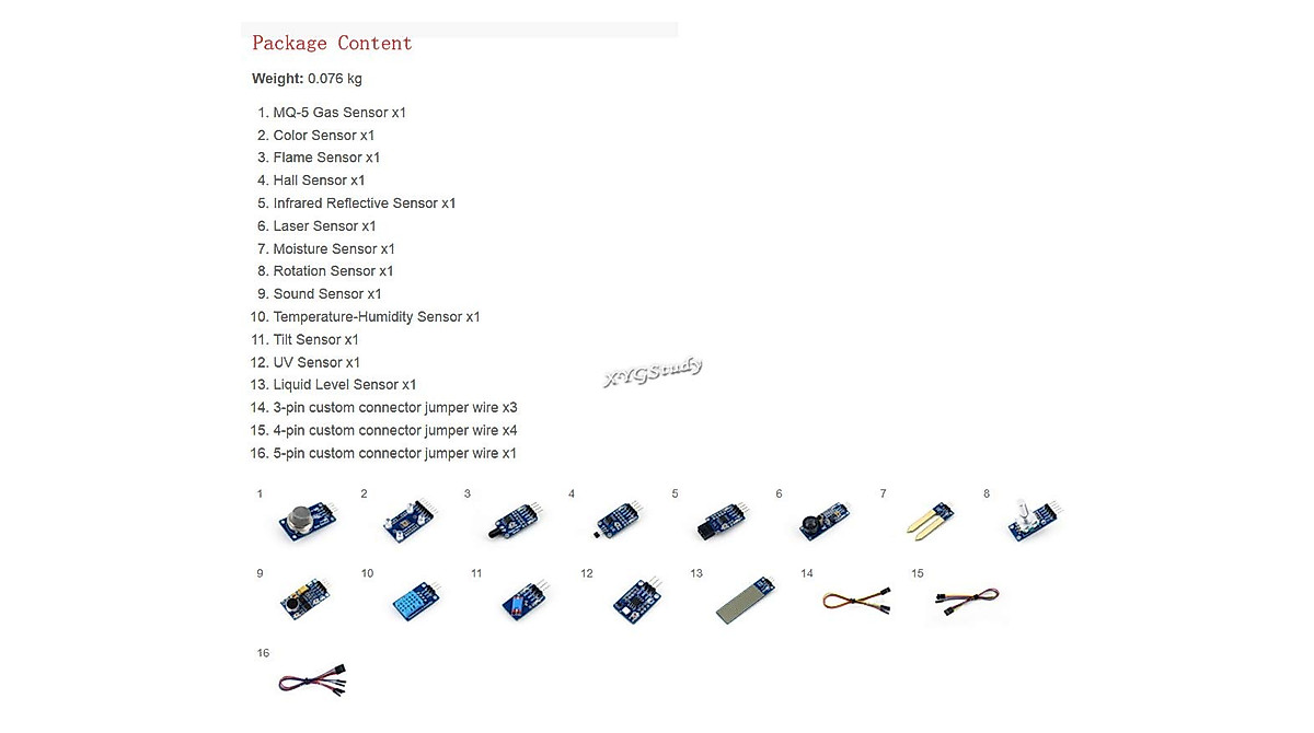 XYGStudy 14pcs Sensor Pack: Diverse Modules for Every Project