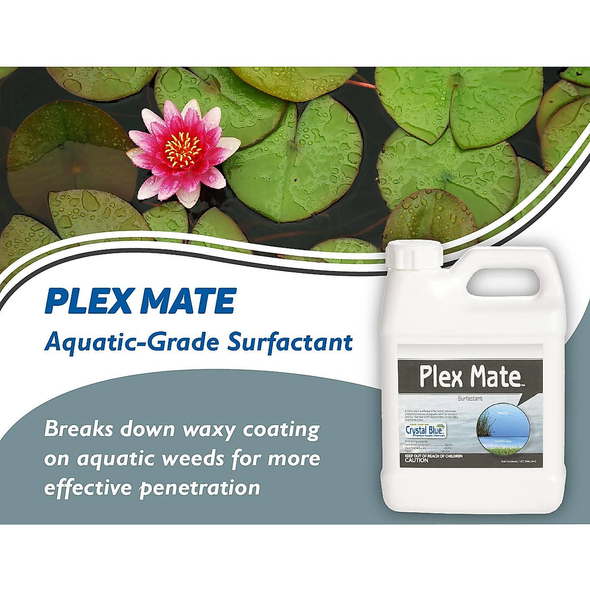 Plex Mate Aquatic Surfactant for Herbicides – Quart- Non-Ionic, Increase Product Coverage, Increase Product Penetration, Increase Product Effectiveness