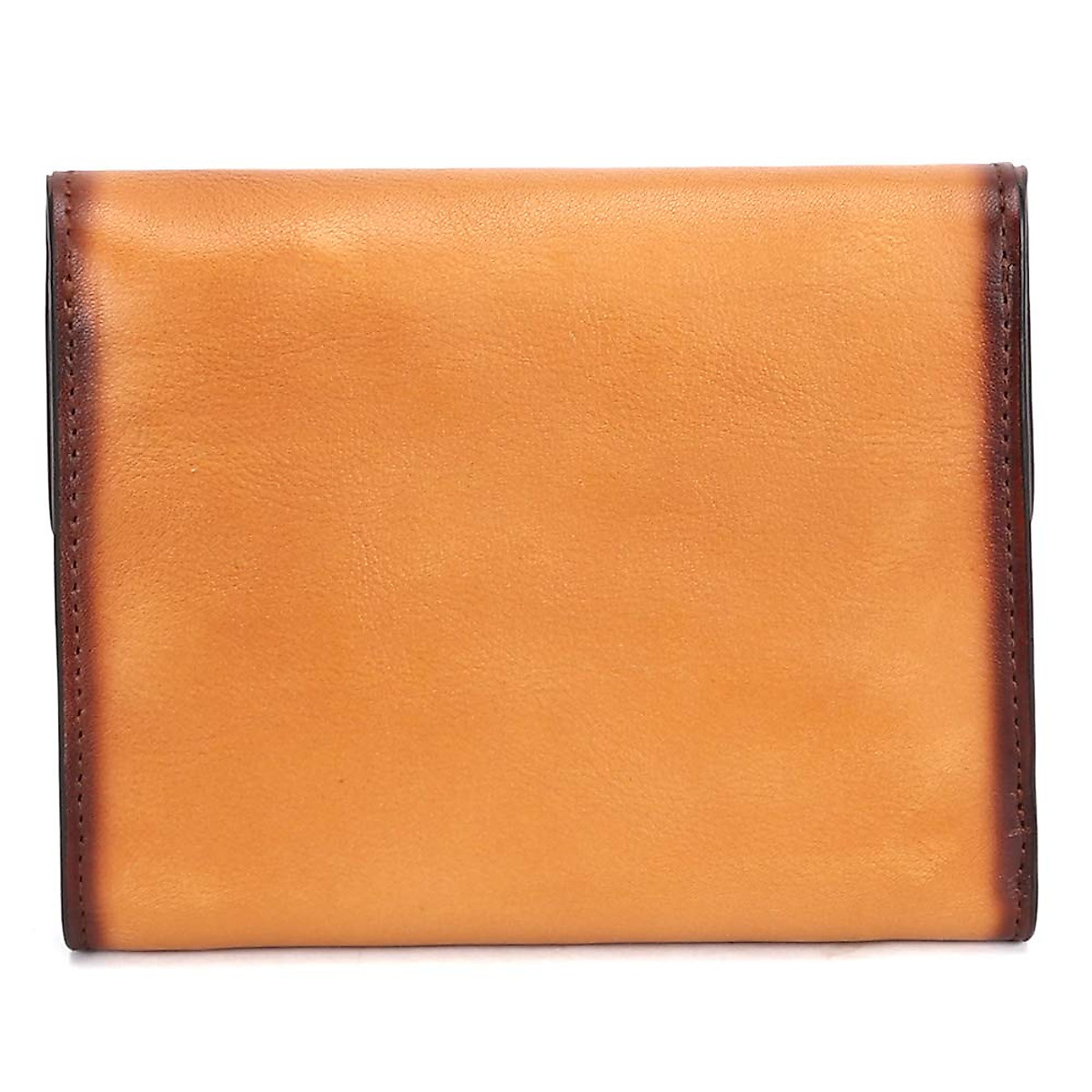 IVTG Genuine Leather Trifold Wallets for Women Vintage Handmade Small Purse Money Clip Card Case (Brown)