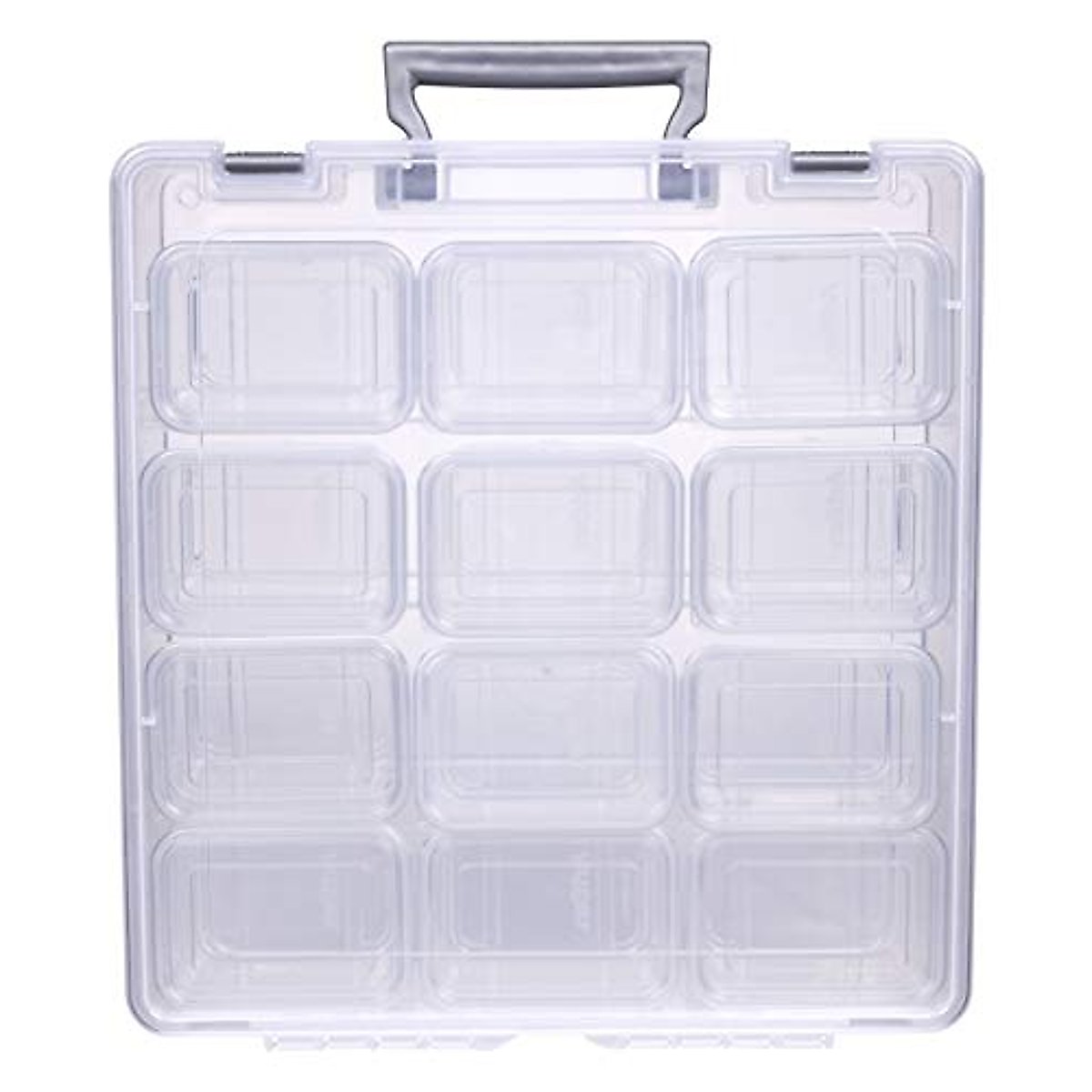 AB Designs 6965ABD Super Satchel with 9 Small Bins Inside, Stackable Home Storage Organization Container, Clear with Sliver Latches and Handle