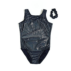 Destira Gymnastics Leotards for Girls, Hollywood - Premium Hologram Fabric w/Dazzling Rhinestone Crystals - Dance, Cheer, Yoga, & More, Child Medium (8)