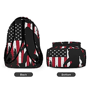 Bigfoot and American Flag Travel Laptop Backpack Durable Computer Bag Daypack for Men Women
