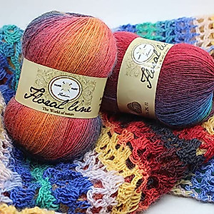 Knitting Yarn Skeins Rainbow Multicolor Yarn Wool Crochet Yarn for Crocheting and Knitting Craft Yarn for Knitting and Crochet Projects DIY Crocheting Soft Knitting Yarn Skeins 1 Piece