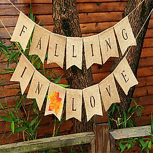 Alasida Falling in Love Burlap Banner, Great for Thanksgiving Decor, Valentines, Autumn Room Decoration, Party Decor for Birthday, Wedding, Bridal Baby Shower, Anniversary and Graduation