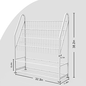 Azheruol Kids Bookshelf Freestanding for Children Room 32 Inches White Metal Bookcase Large Capacity Books Toys Organizer Stable 5 Tiers Kids Book Rack for Playroom Bookstore Library.